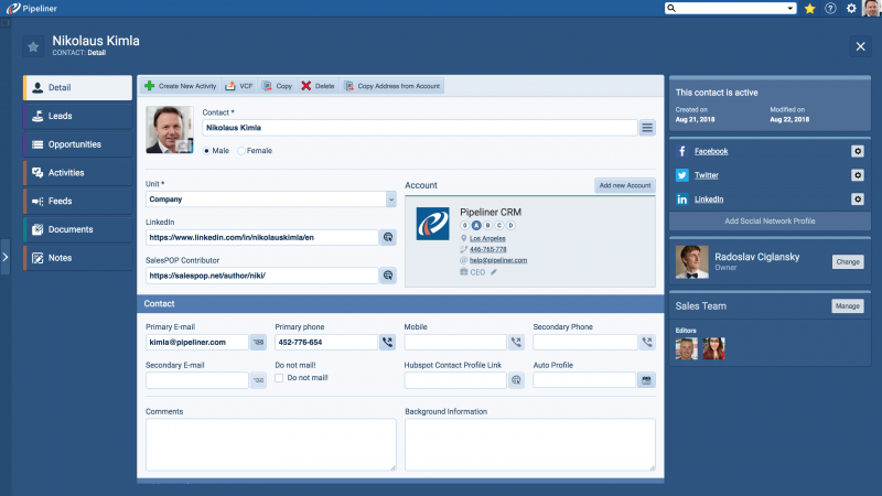 Contact Management Software & CRM for Sales | Pipeliner CRM