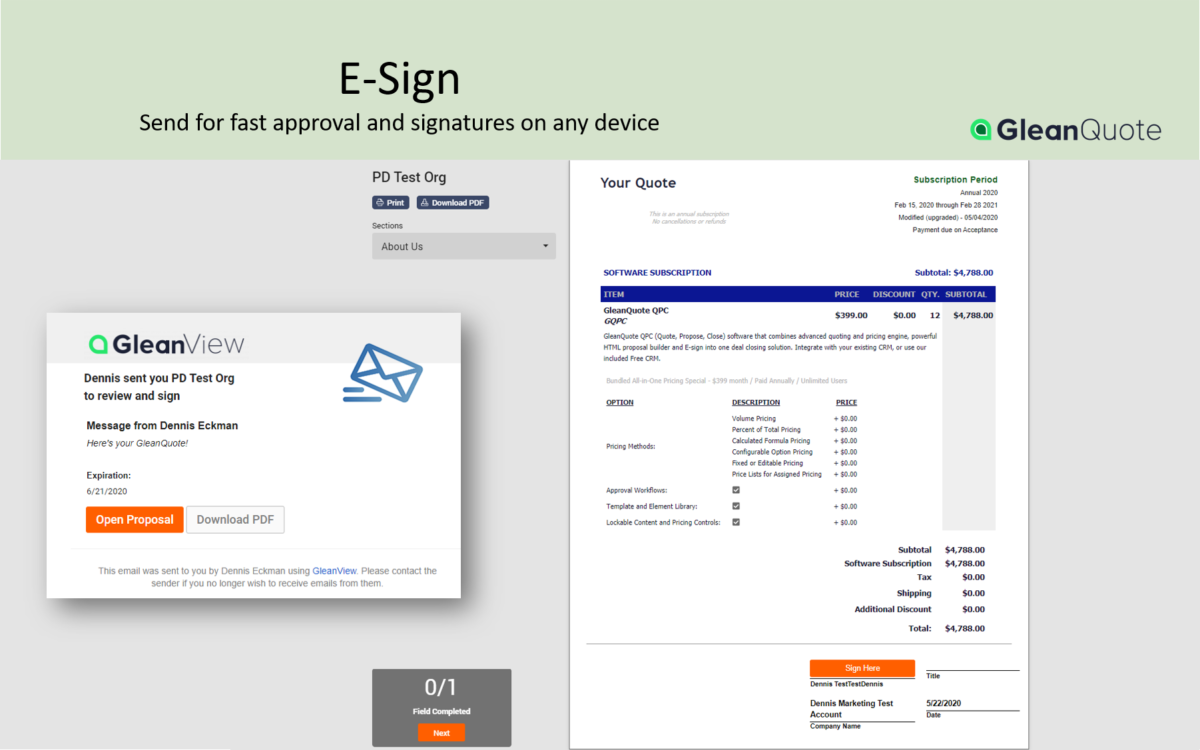 GleanQuote - Proposal and Quoting Software - Pipeliner CRM