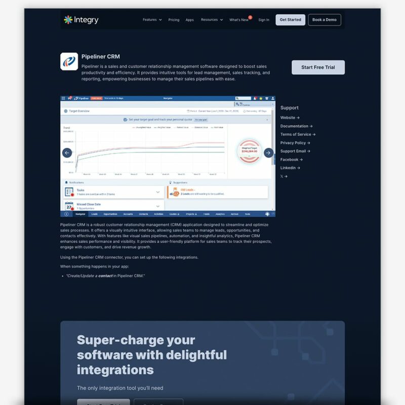 Integry - Embed 100s of Integration in Your App - Pipeliner CRM